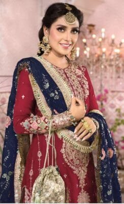 Pakistani Dress Maxi red - Pakistani Suits - SareesWala.com