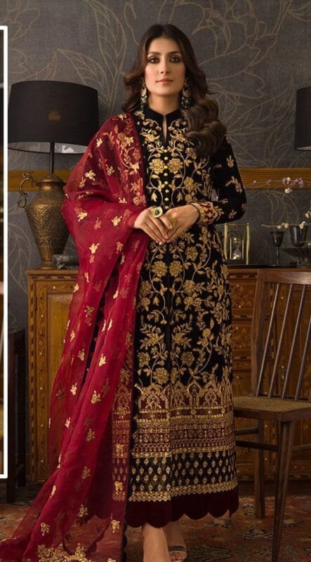 Traditional Pakistani Dress Black - Pakistani Suits