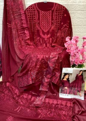 Design Of Pakistani Suits - Maroon Colour Pakistani Suits - SareesWala.com