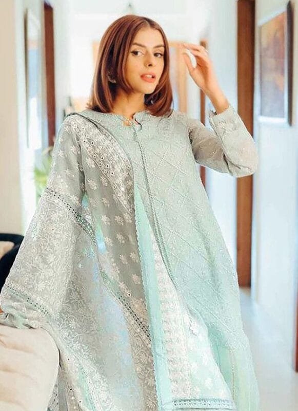 Pakistani Suits Design - Sky Blue Pakistani Suits - SareesWala.com