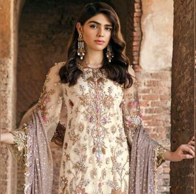 Pakistani Suits Designer - Light Gray Pakistani Suits - SareesWala.com