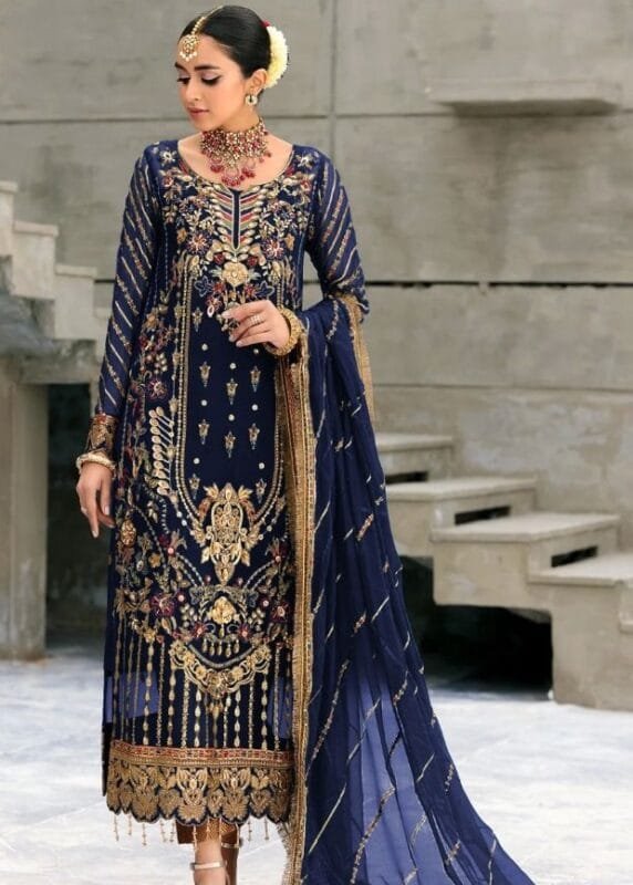 Wedding Pakistani Dress - Blue Colour Pakistani Suits - SareesWala.com