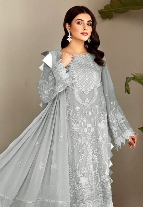 Womens Pakistani Suits - Gray Colour Pakistani Suits - SareesWala.com