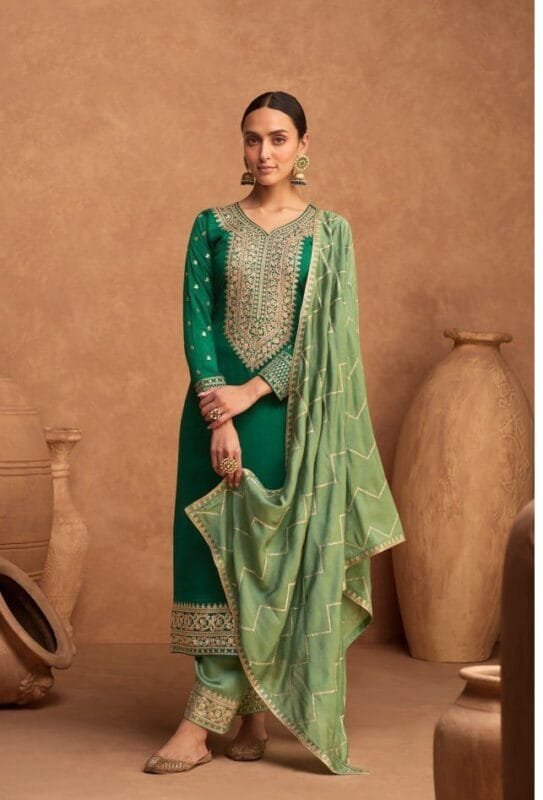 Green Premium Silk PAKISTANI SUITS SALE - SareesWala.com