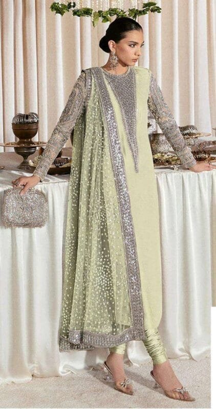 Steel Gray Georgette Embroidered Pakistani Suits In Sale - SareesWala.com
