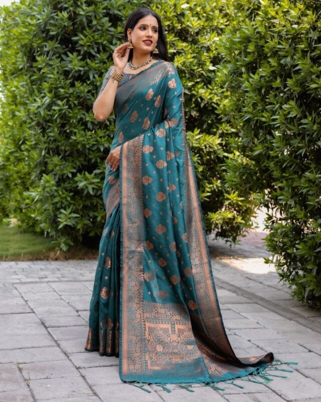 Sky Blue Colour premium Soft Silk sarees - SareesWala.com