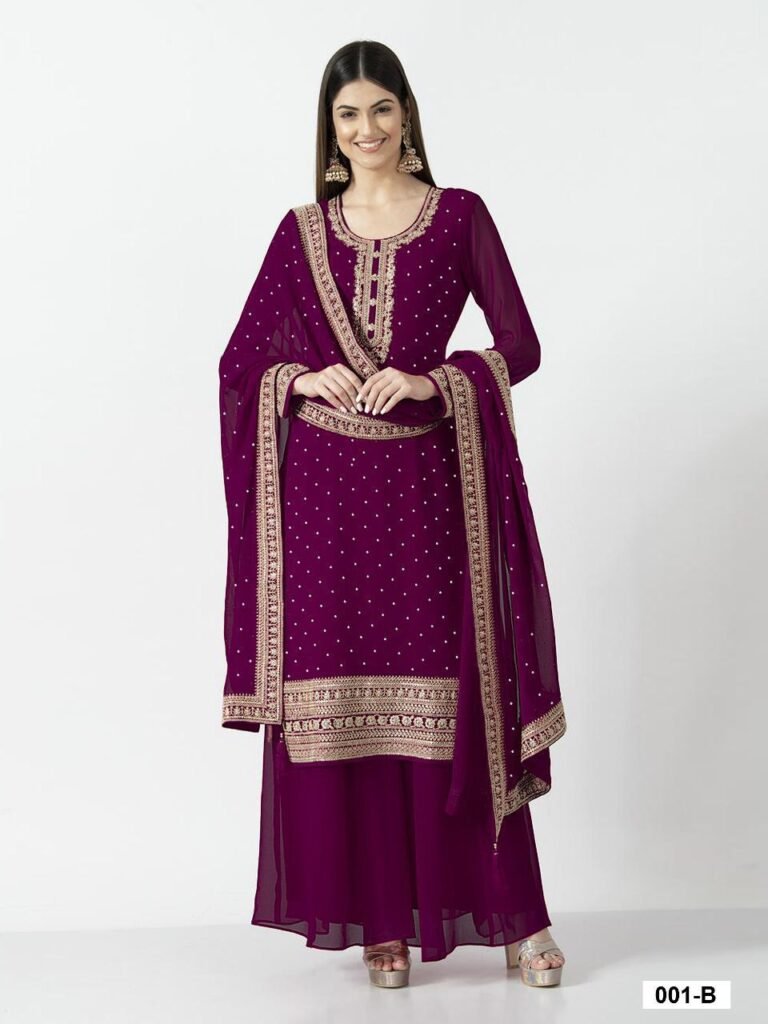 Maroon Colour Heavy Georgett With Sequence Suits - SareesWala.com