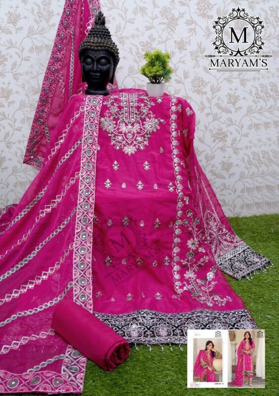 Megenta Colour Heavy Soft Organza Suits - SareesWala.com