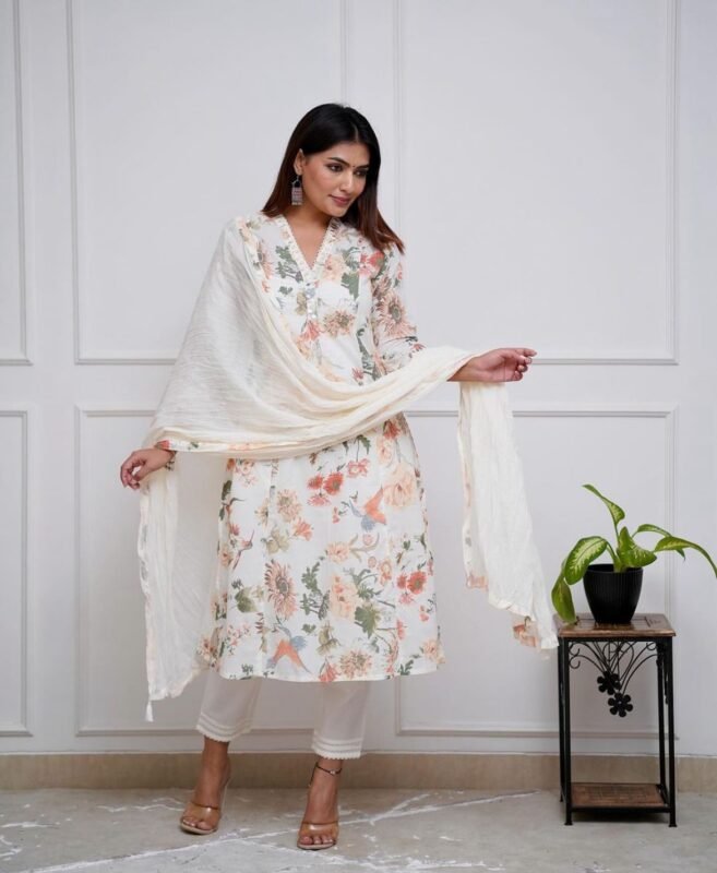 White Color Kurti Suit - SareesWala.com