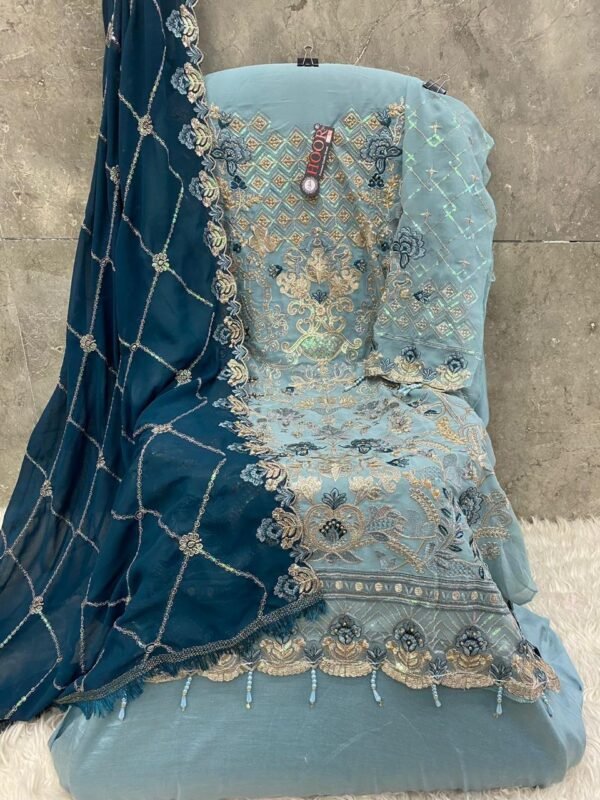 Sky Blue Pakistani Suits Dress - Elevate Your Ethnic Style with Ser